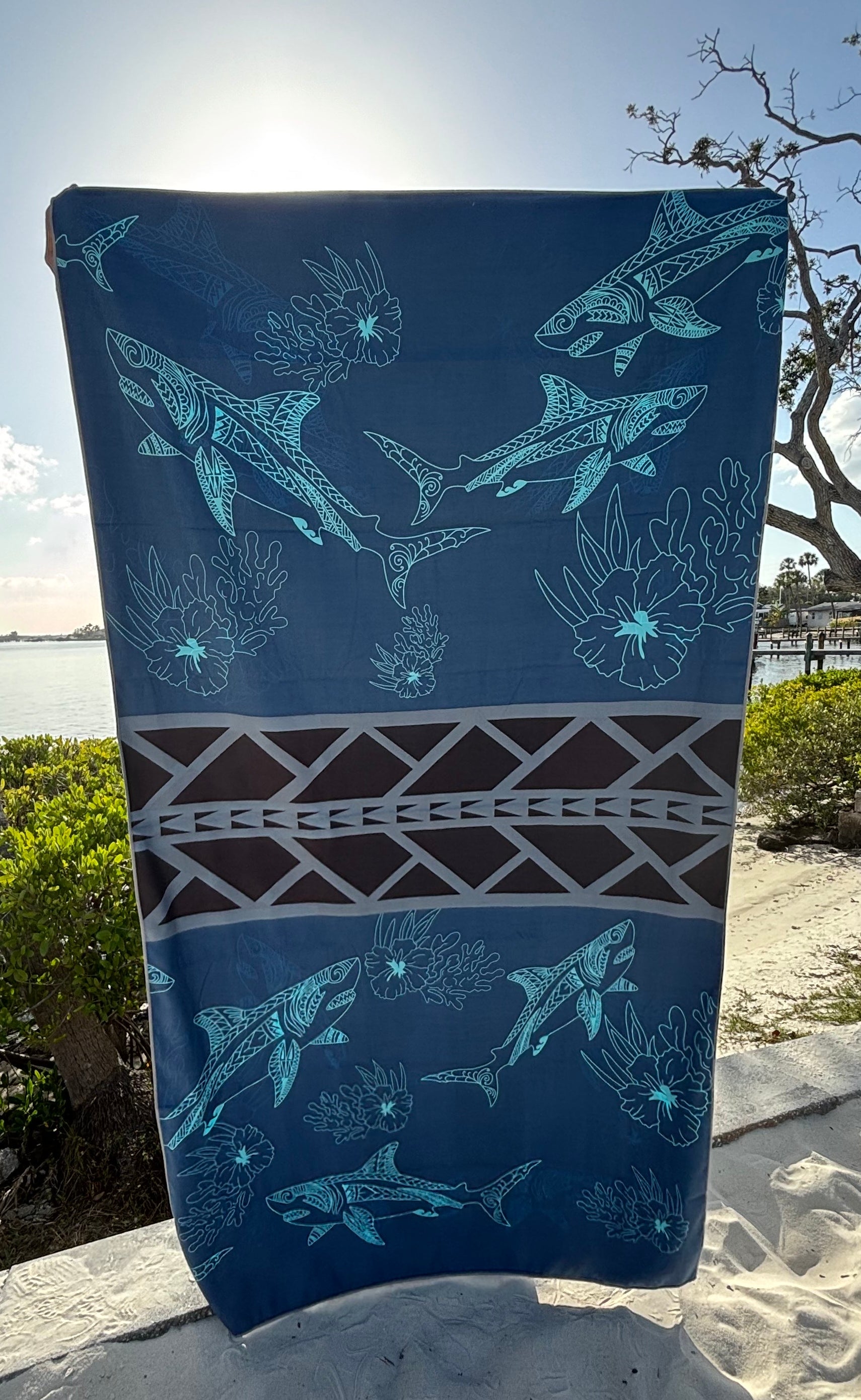 Shark Coast XL Eco-friendly Sand-Free Beach Towel – Oh Snap! Swimwear